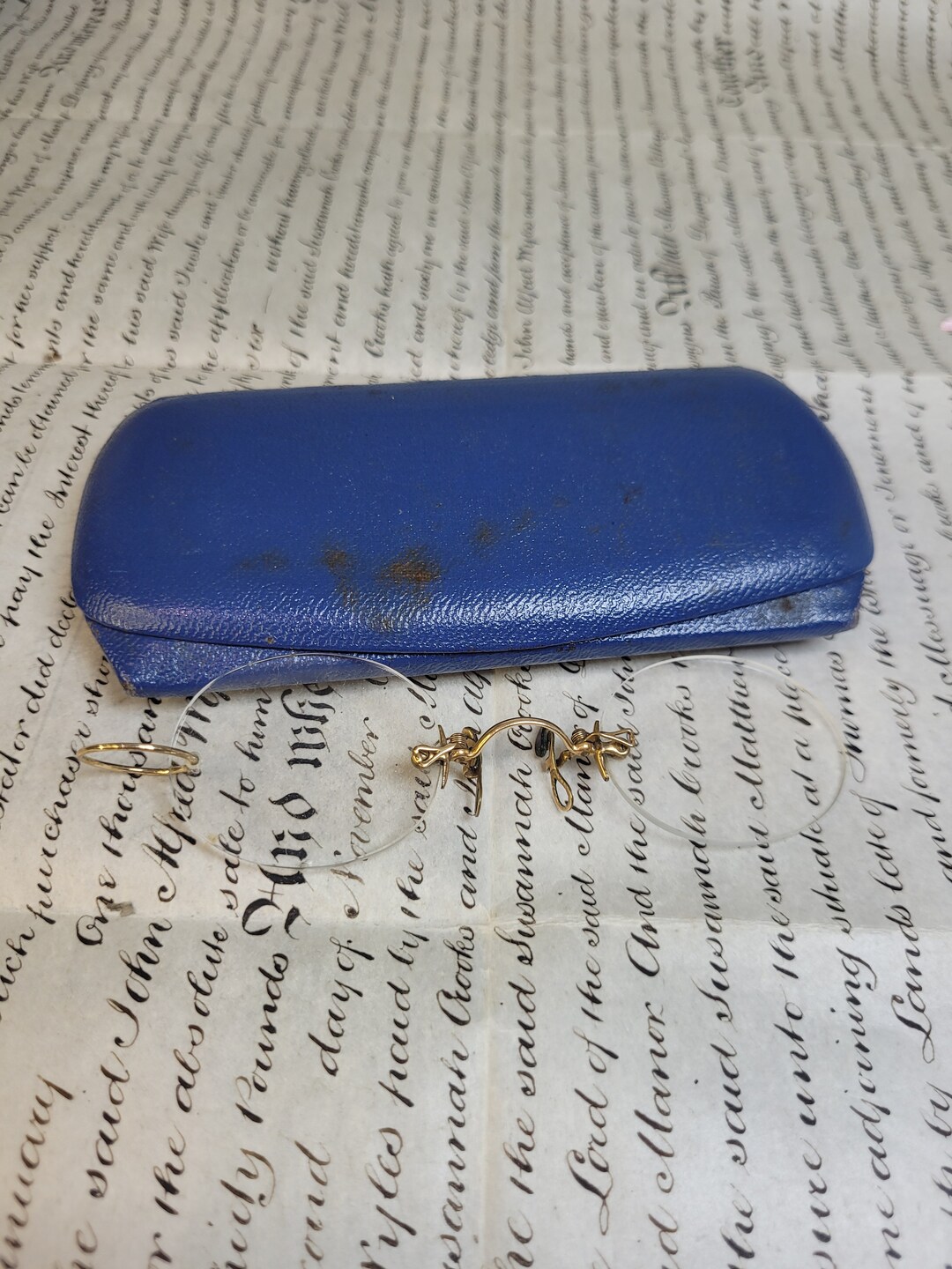 Vintage Pince Nez Pinch Nose Spectacles and Case, Vintage Glasses ...