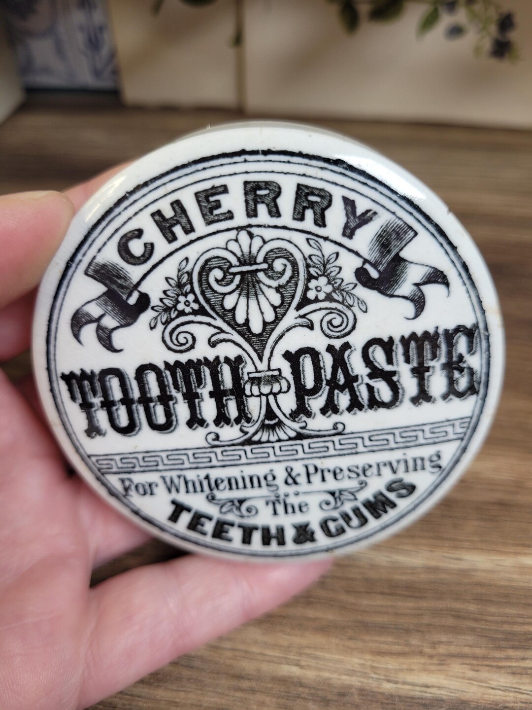 Antique Advertising Cherry Toothpaste Pot Lid, Pictorial Design ...