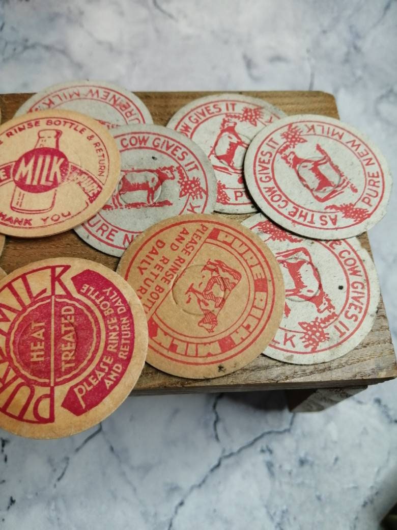 Collection of Vintage Milk Bottle Tops Advertising - Etsy