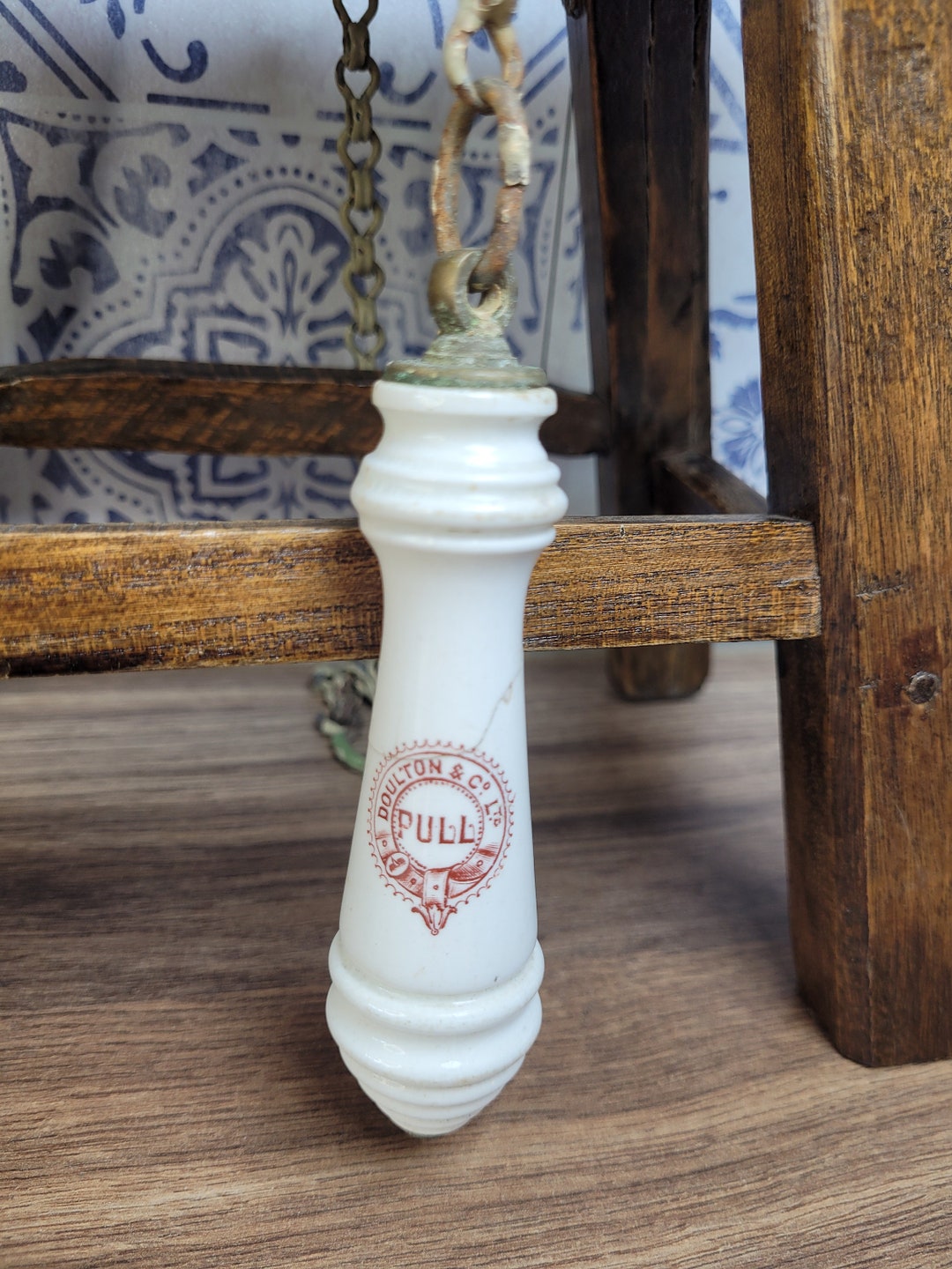 Antique White Ironstone Pull Handle, Cistern Pull Chain, Victorian ...