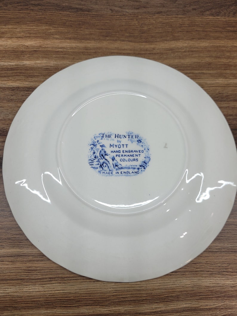 Vintage Collectible Plate the Hunter by Myott, Blue and White Plate ...