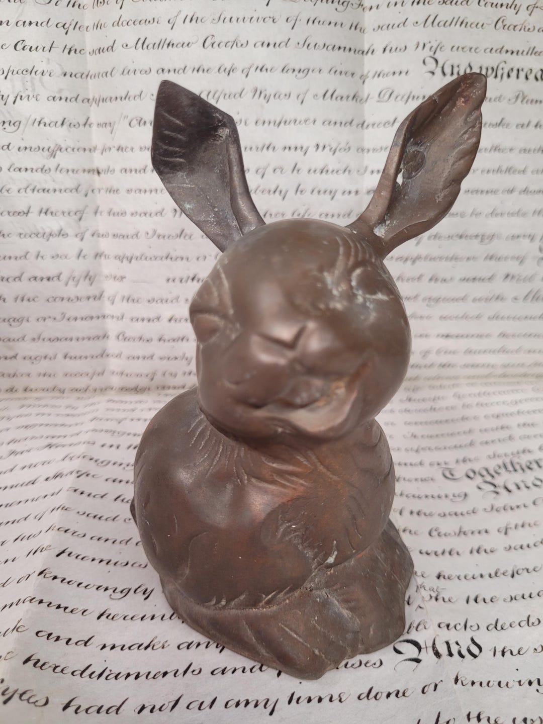 Adorable Vintage Cast Bronze Rabbit Figurine, Rabbit Decor, Animal ...