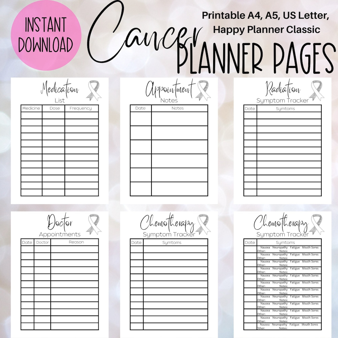 Printable Cancer Planner Bundle, Planner Inserts, Chemo Journal ...