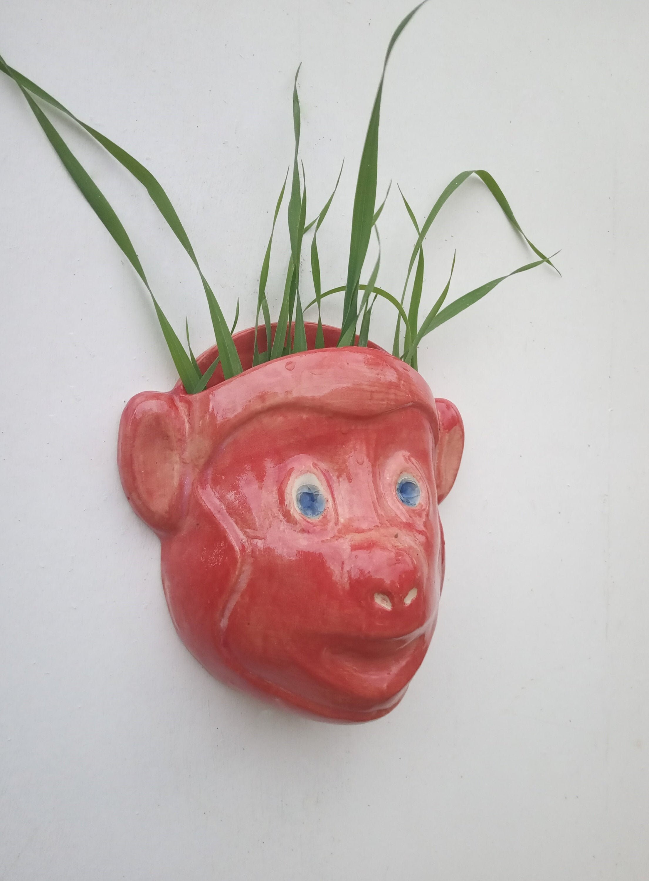 Face Monkey Planter Outdoor Planter Wall Planter Ceramic - Etsy