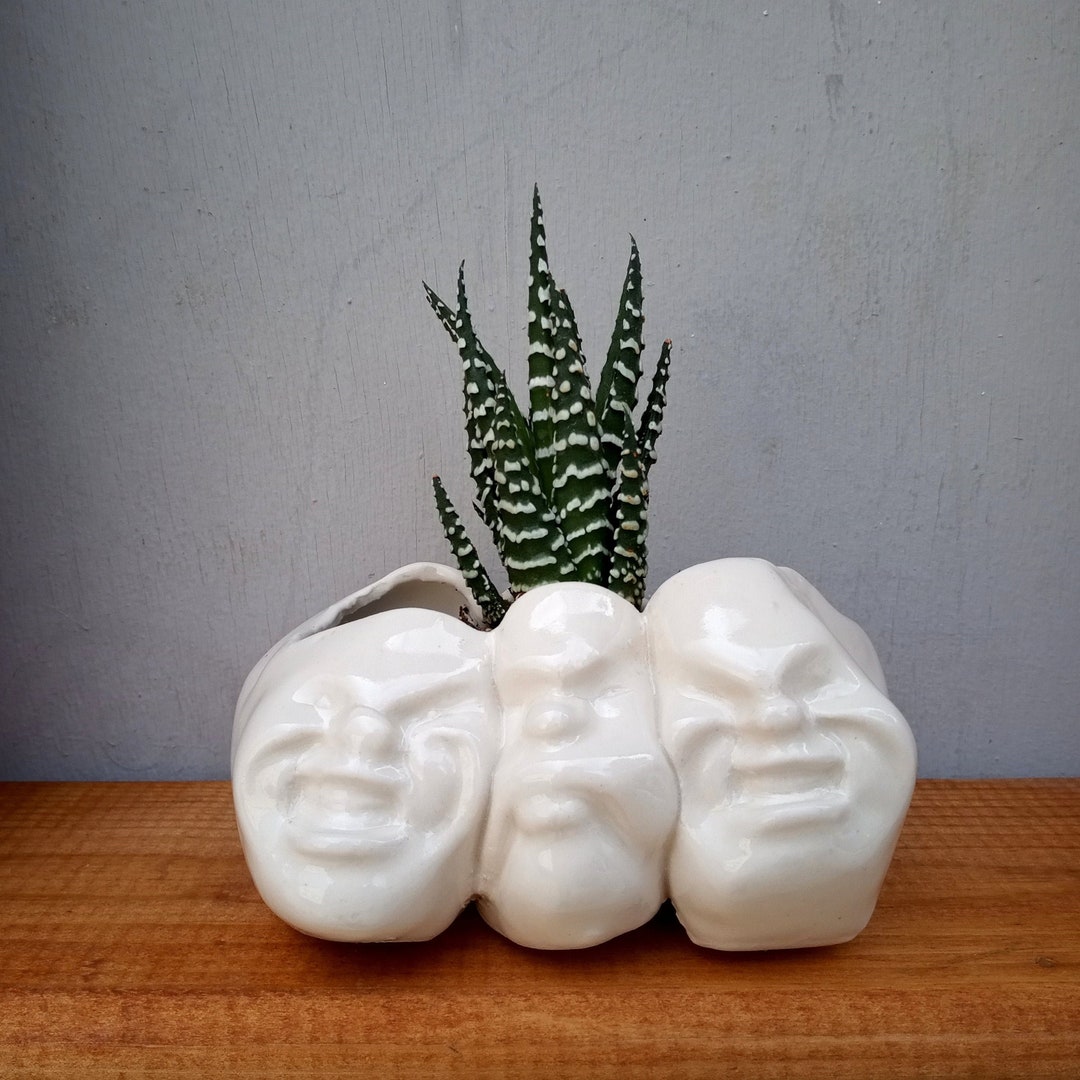 Face Plant Pot Ceramic Face Planter Mini Planter Small - Etsy