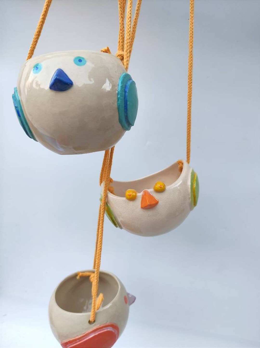 Ceramic Hanging Planter size of a Large Orange, Flying Bird Planter ...