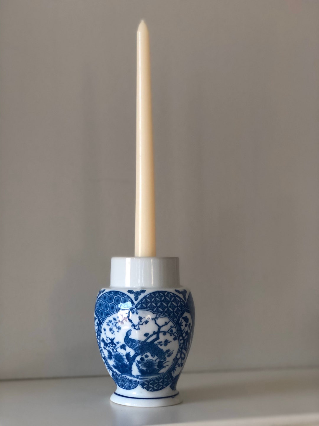 Adorable Blue and White Candle Stick - Etsy