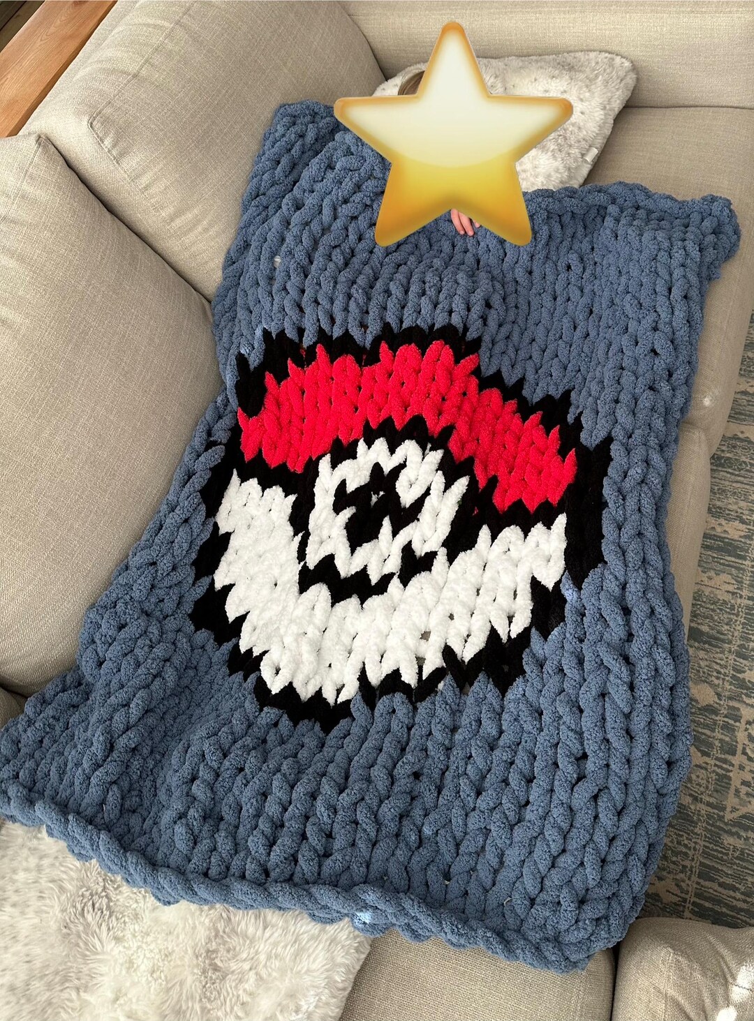 Pokeball - Chunky Knit Blanket Pattern - Etsy