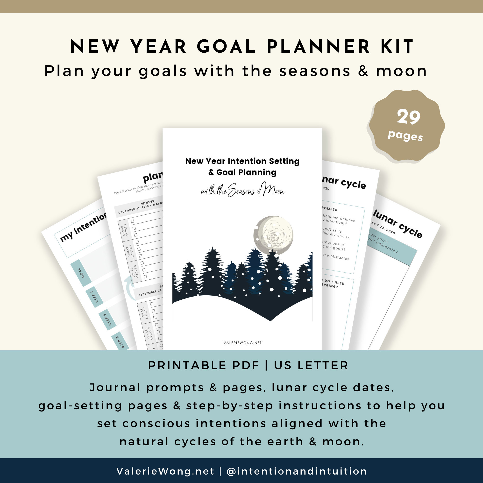 New Year Goal Planner, Intention and Goal Setting Planner, Printable ...
