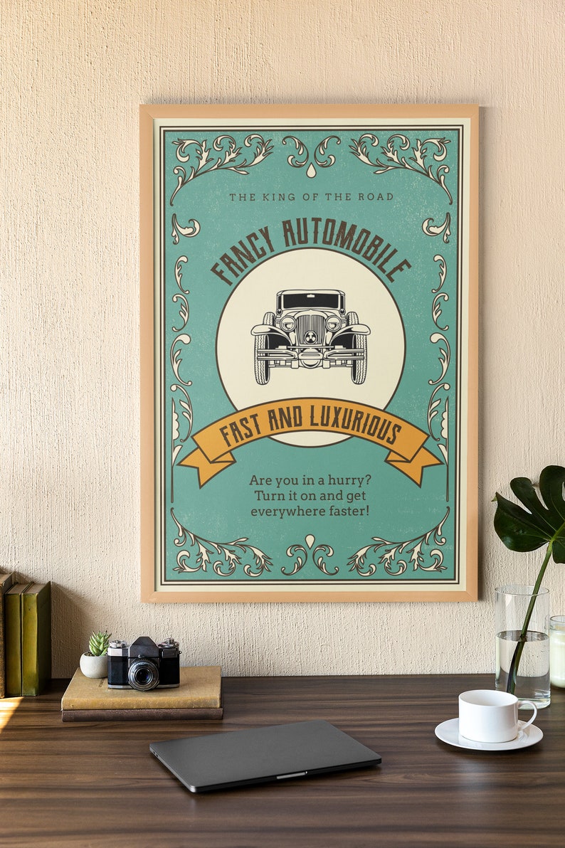 Vintage Fancy Car Poster Design Antique Car Design Vintage - Etsy
