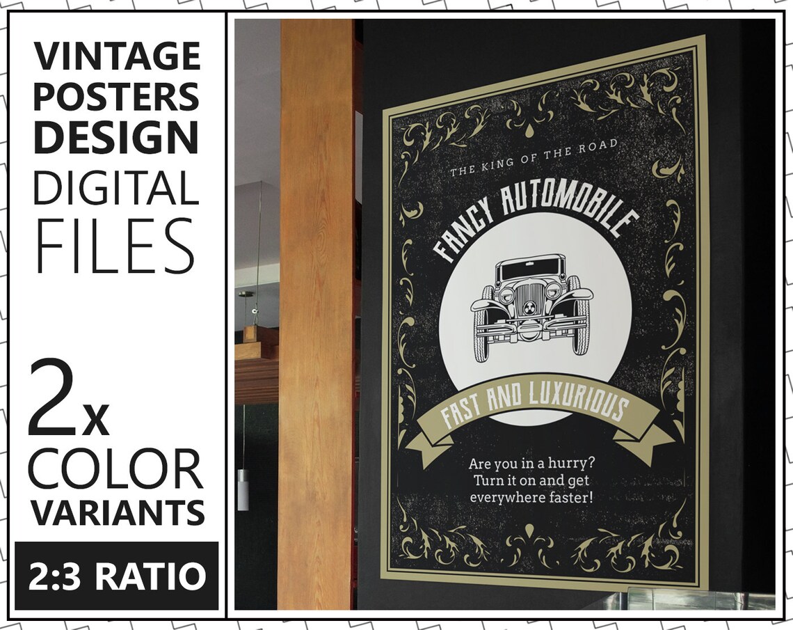 Vintage Fancy Car Poster Design Antique Car Design Vintage - Etsy