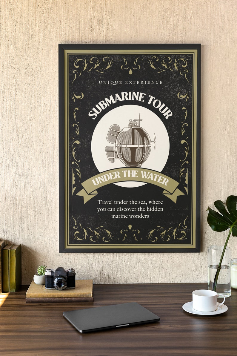 Vintage Submarine Tour Poster Design Antique Submarine - Etsy
