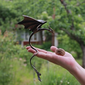 Iron Dragon Wind Spinner, Fantasy Wind Catcher, Dragon Window Hanging ...