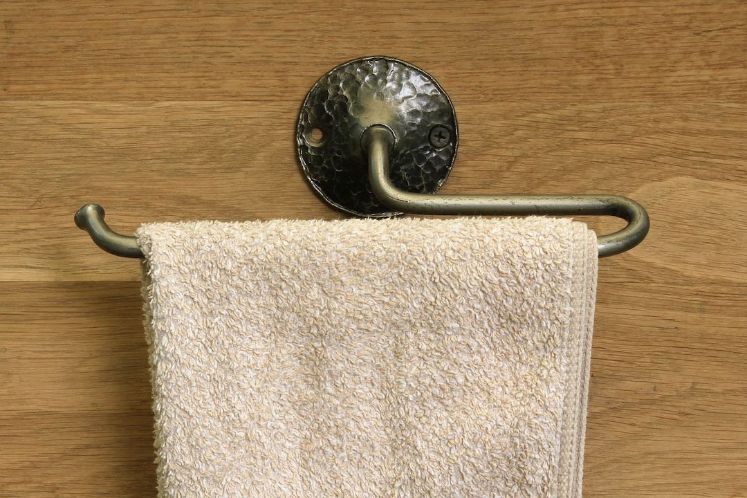 Forged Iron Towel Holder, Wrought Iron Towel Rack, Rustic Small Towel ...