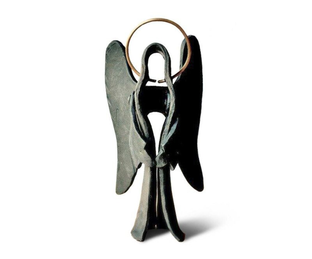 Angel Metal Sculpture,angel With a Halo and a Book, Forged, Angel Gift ...