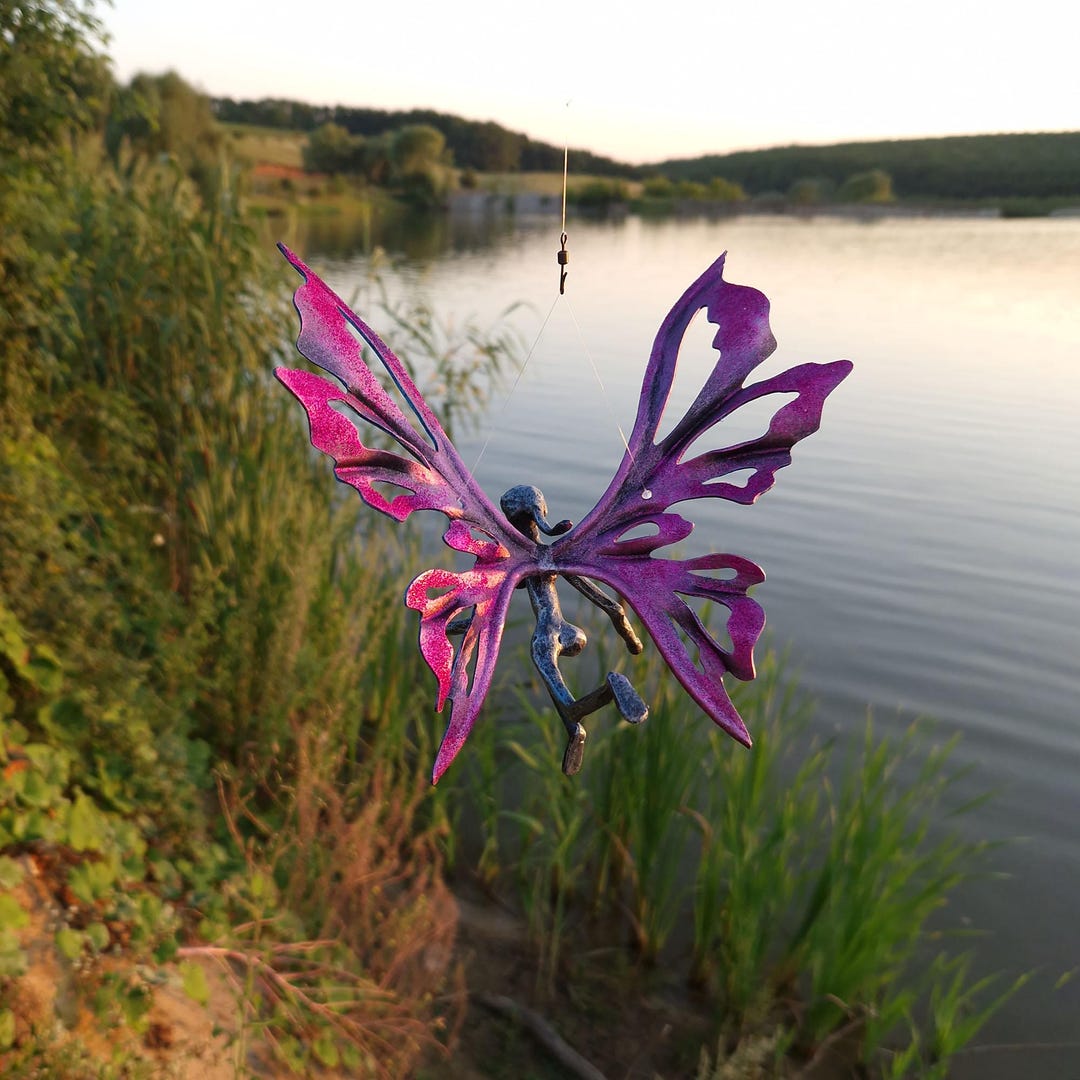 Iron Garden Fairy, Fairy Boy Hanging, Wind Catcher, Outdoor Decor, Room ...
