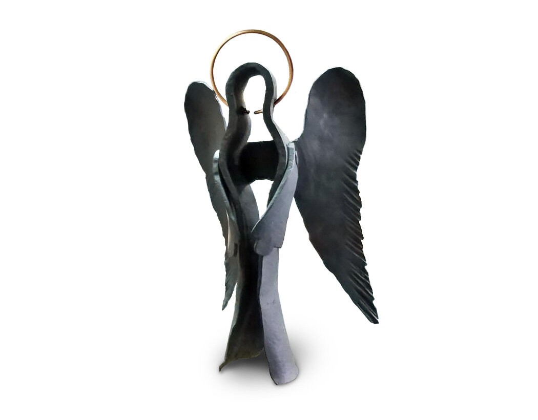 Angel Metal Sculpture,angel With a Halo and a Book, Forged, Angel Gift ...