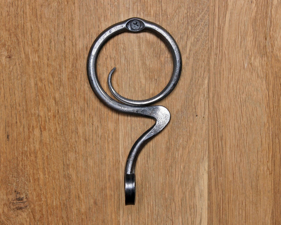 Wrought Iron Arty Circle Hook. Forged Towel Hook. Robe Hooks. Bathroom ...