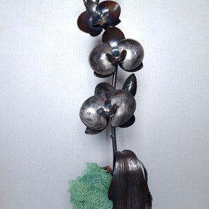 Iron Orchid, 6th Anniversary Gift, Gift for Her, Metal Standing Orchid ...