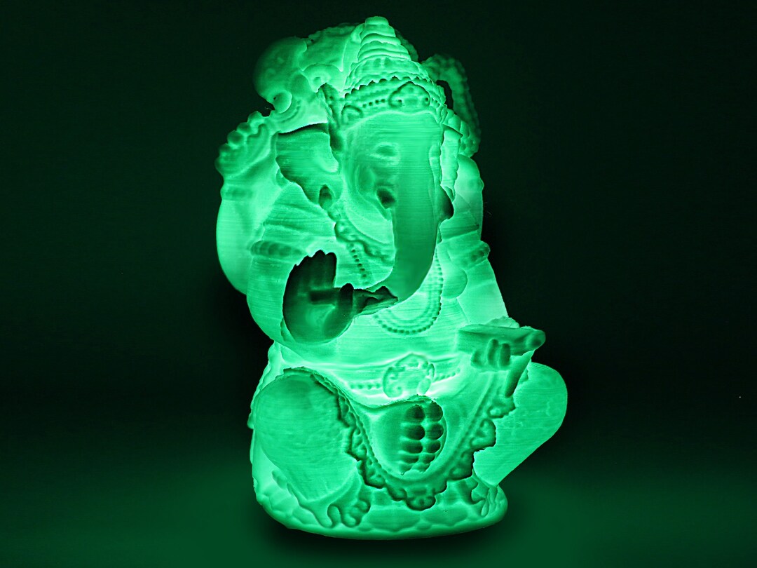 Ganesha Statue - 3D Printed Accent Lamp, Table Lamp, Novelty Lamp, LED ...