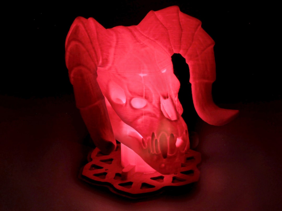 Demon Skull - 3D Printed Accent Lamp, Spooky Decor, Table Lamp, Novelty ...