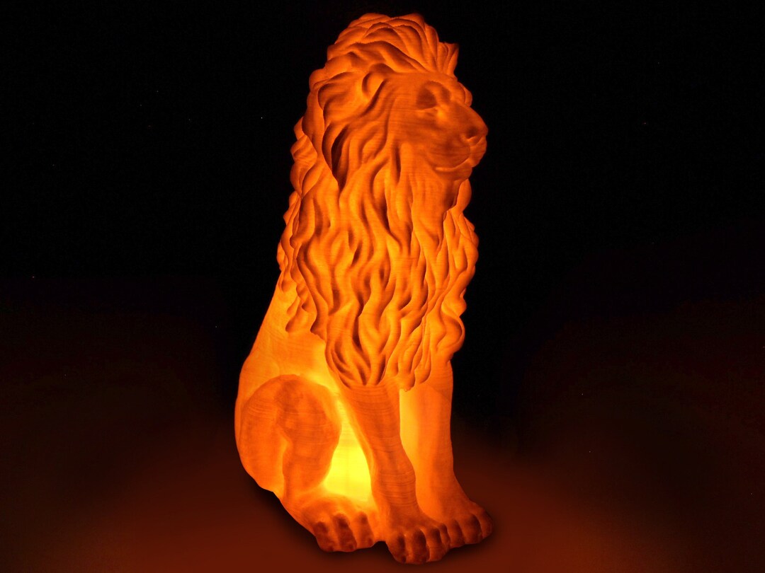 Lion - 3D Printed Accent Lamp, Animal, Table Lamp, Novelty Lamp, LED ...