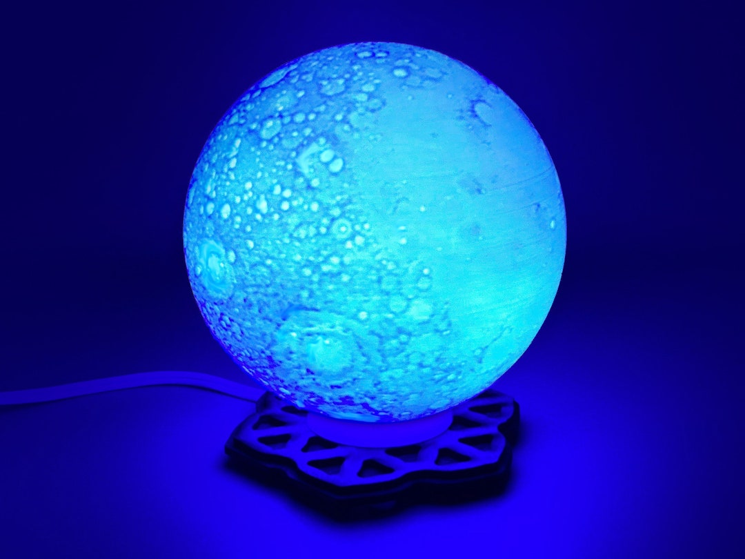 Moon Desk Lamp - 3D Printed Accent Lamp, Table Lamp, Novelty Lamp, LED ...