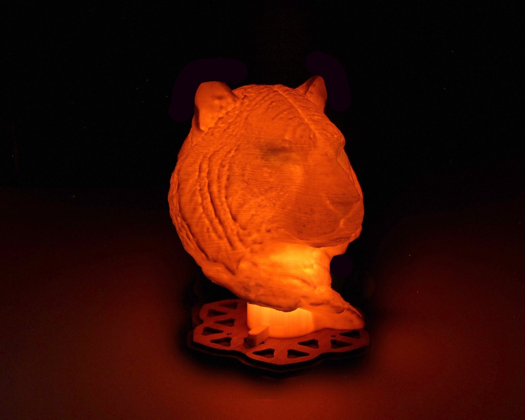 Tiger Head - 3D Printed Accent Lamp, Bust, Animal, Table Lamp, Novelty ...