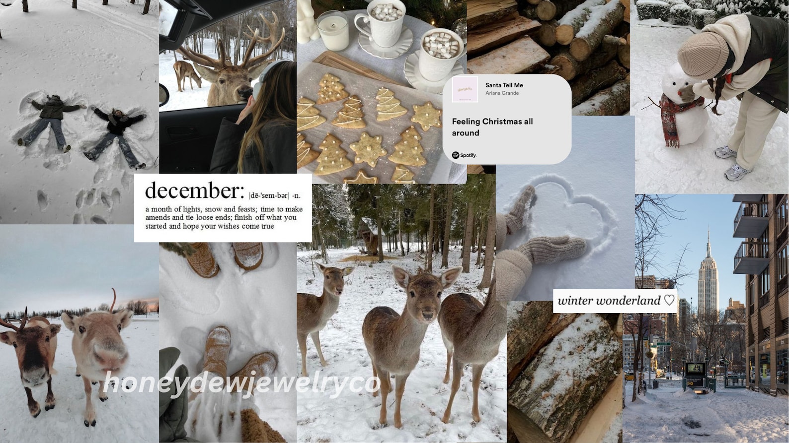 White Winter Aesthetic Collage Laptop Wallpaper - Etsy