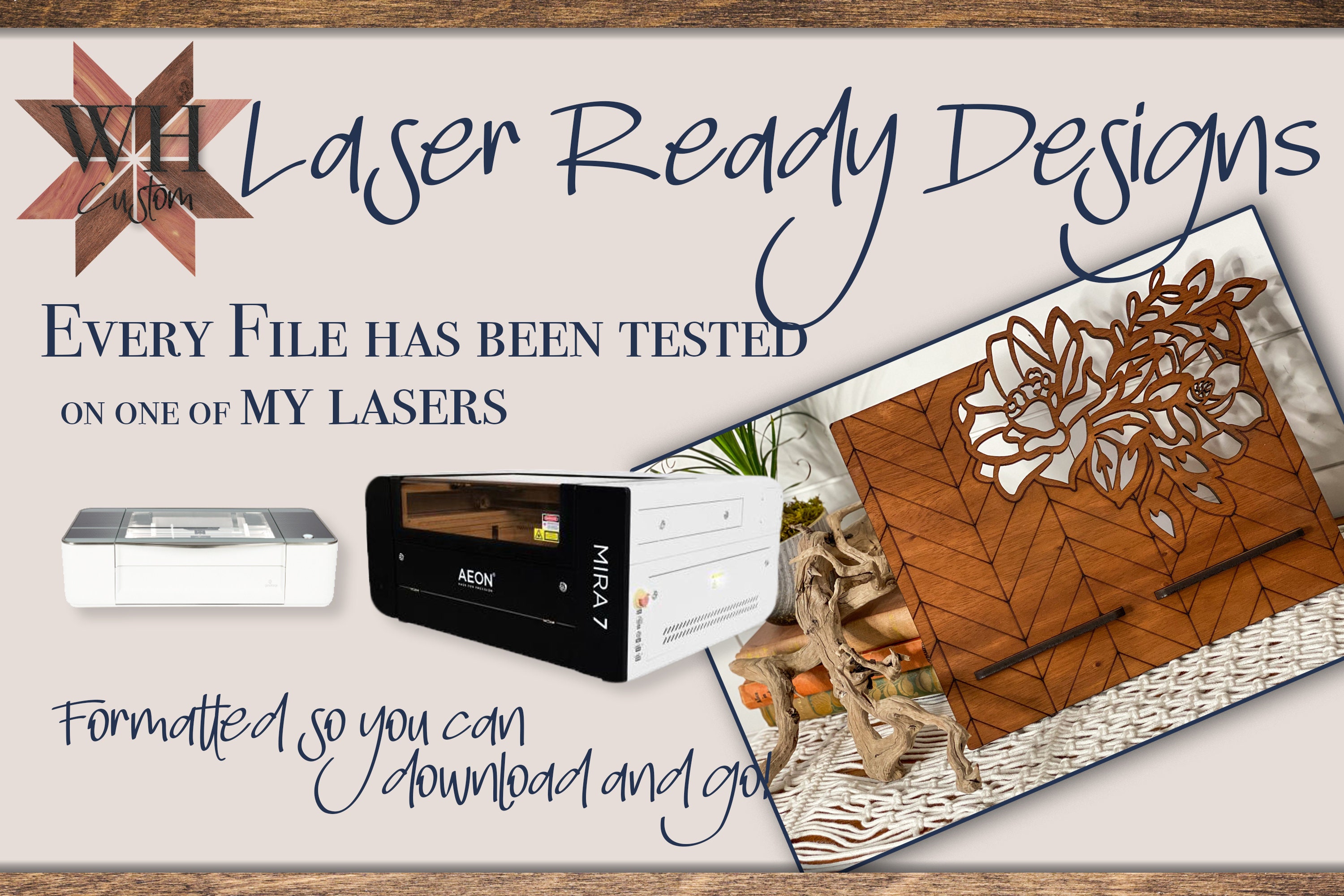 Chevron Floral Tablet Holder Laser Cut File Digital Download | Etsy