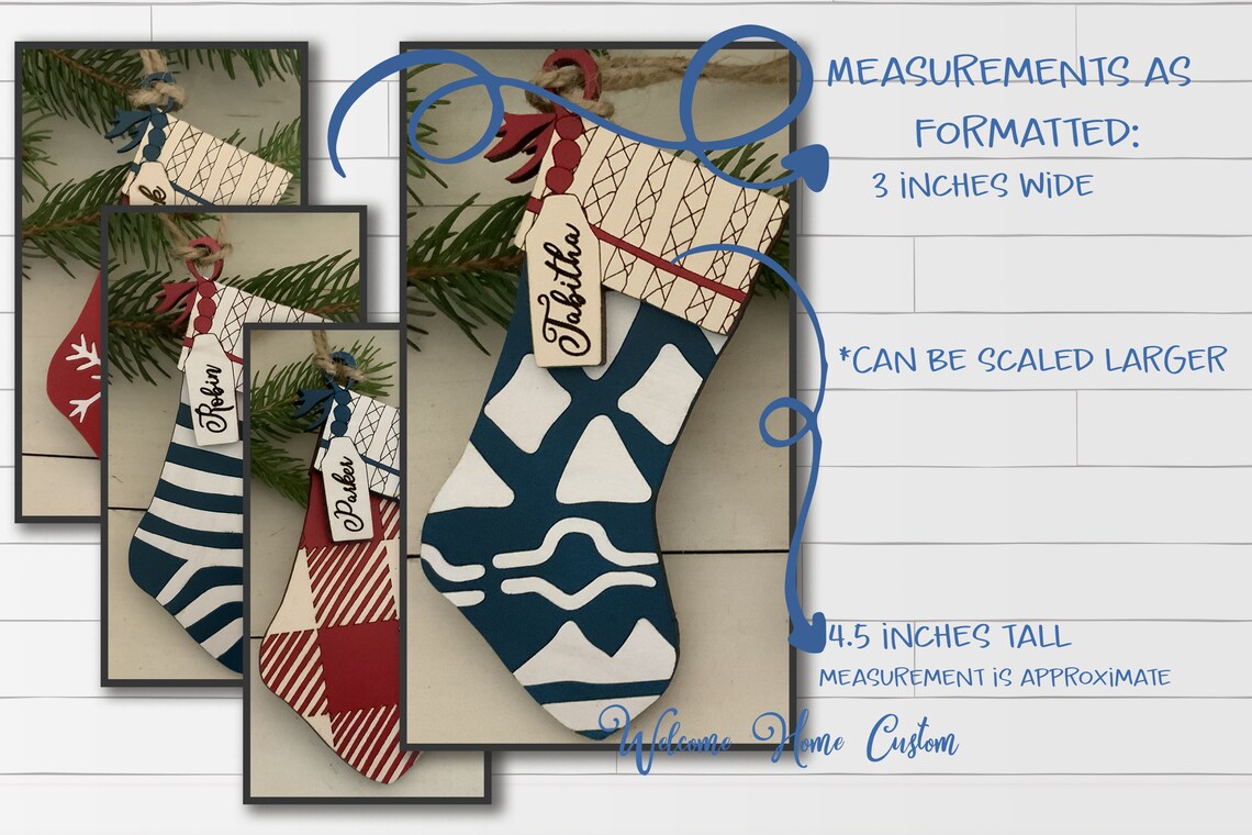 Stocking Tag SVG Laser Cut Files Ornament for Glowforge | Etsy