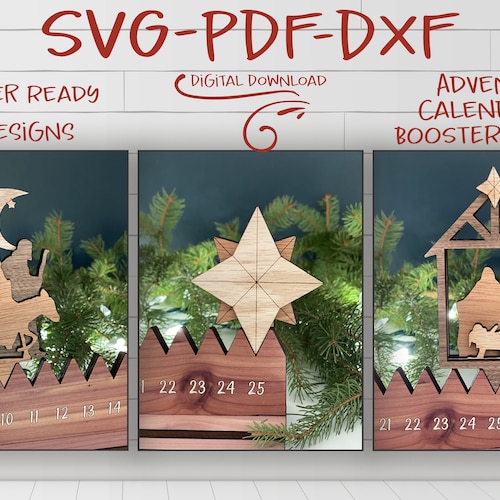 Christmas Advent Calendar SVG Laser Cut Files. Digital - Etsy