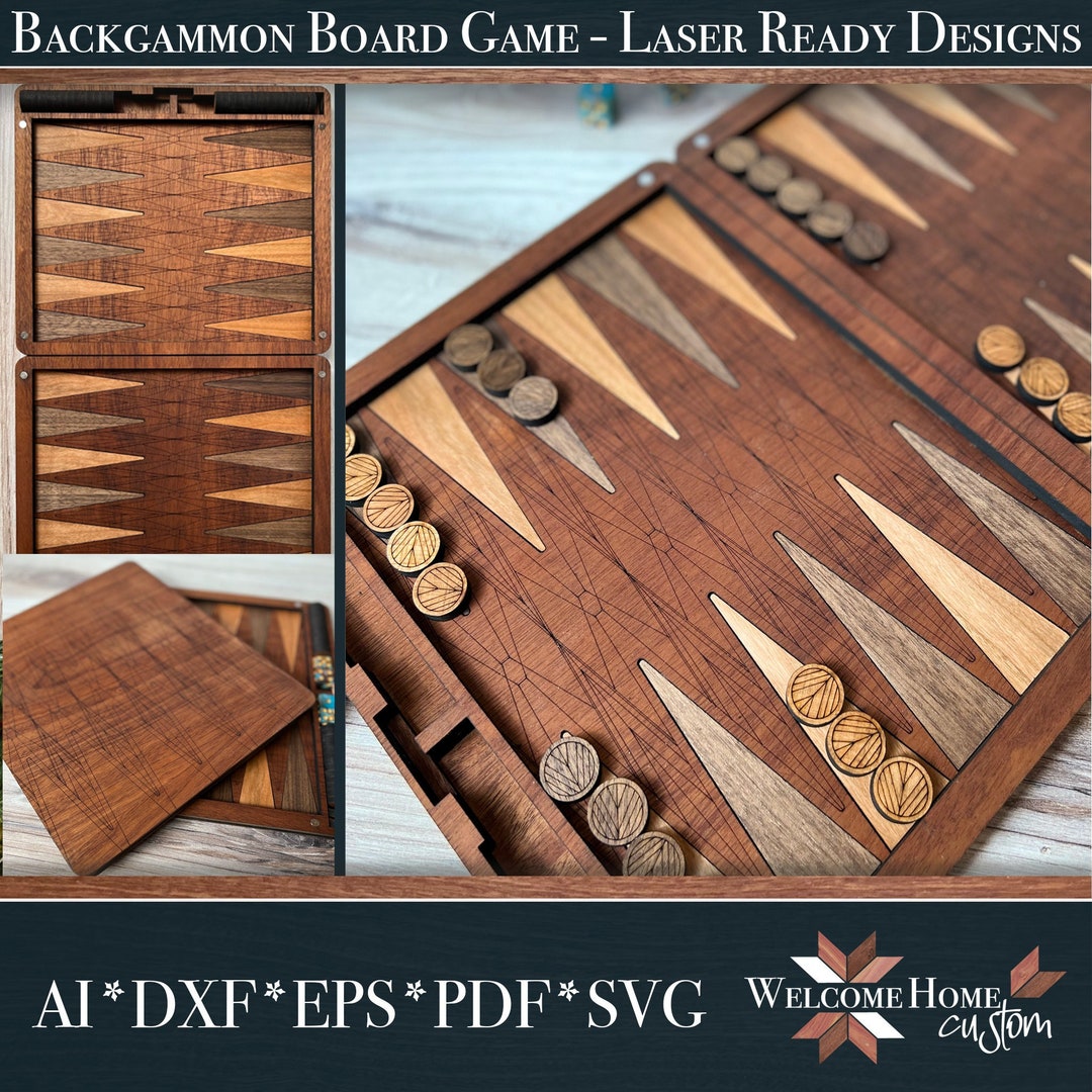 Backgammon Game Laser Cut SVG Design With Ornament - Family Game Night ...