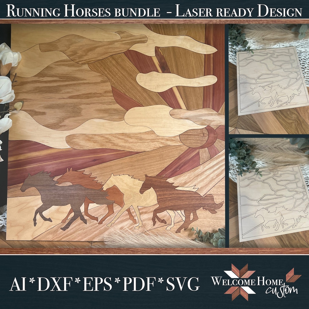 Running Horses Digital Download SVG Laser Cut Files - Glowforge ...