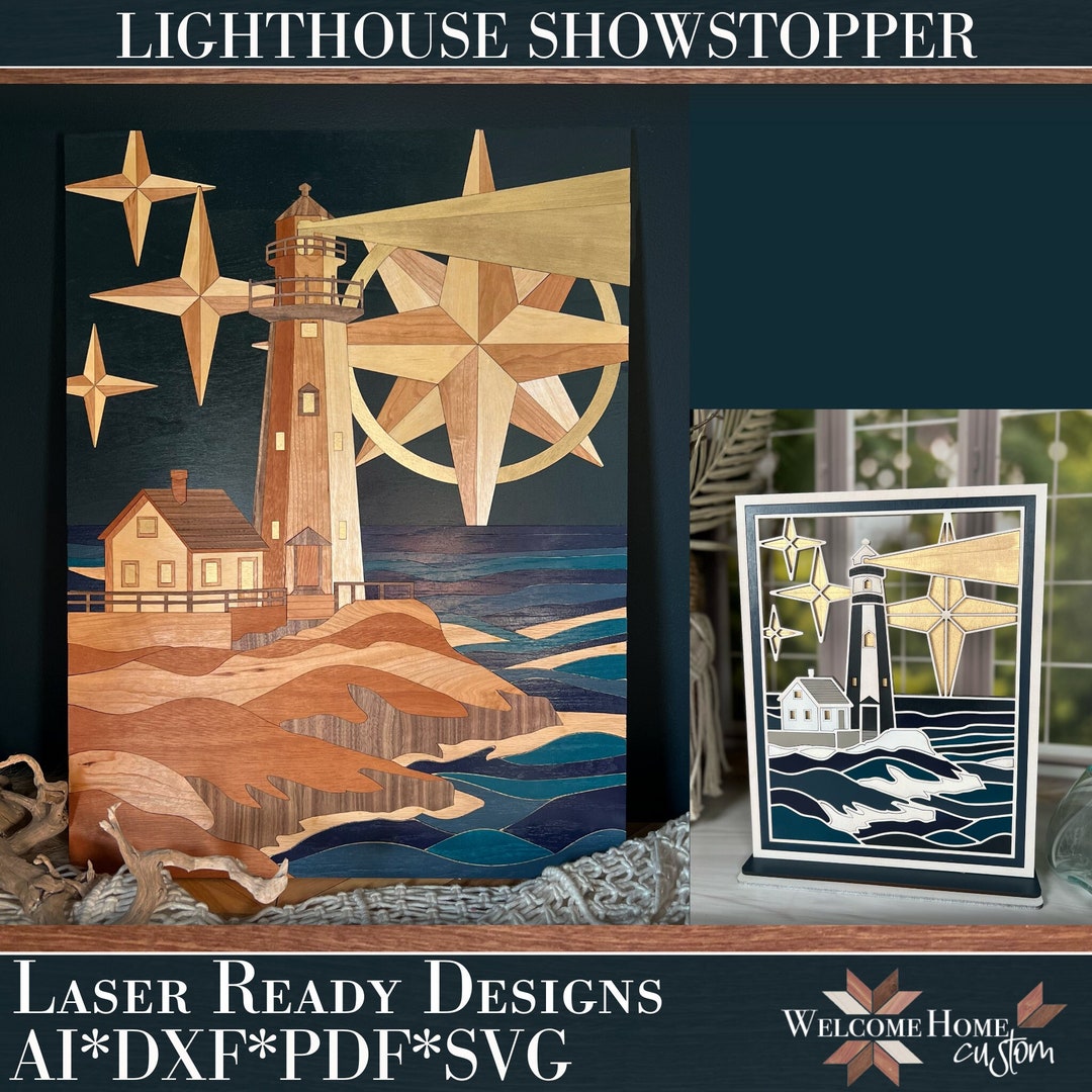 Lighthouse at Night Laser Ready Design Digital Download Laser Projects ...