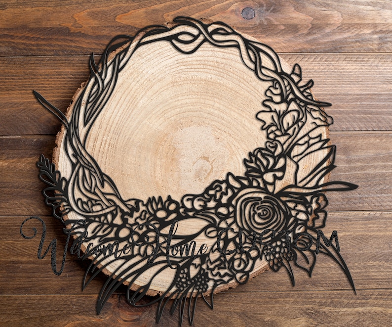 Floral Wreath SVG Laser Cut Files for Glowforge Projects With - Etsy