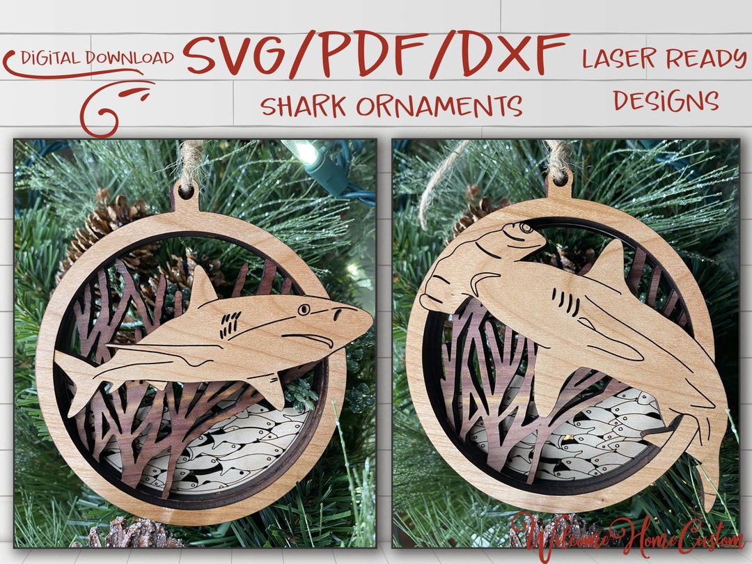 Shark Ornament Laser Cut Files - Reef Shark and Hammerhead Bundle for ...