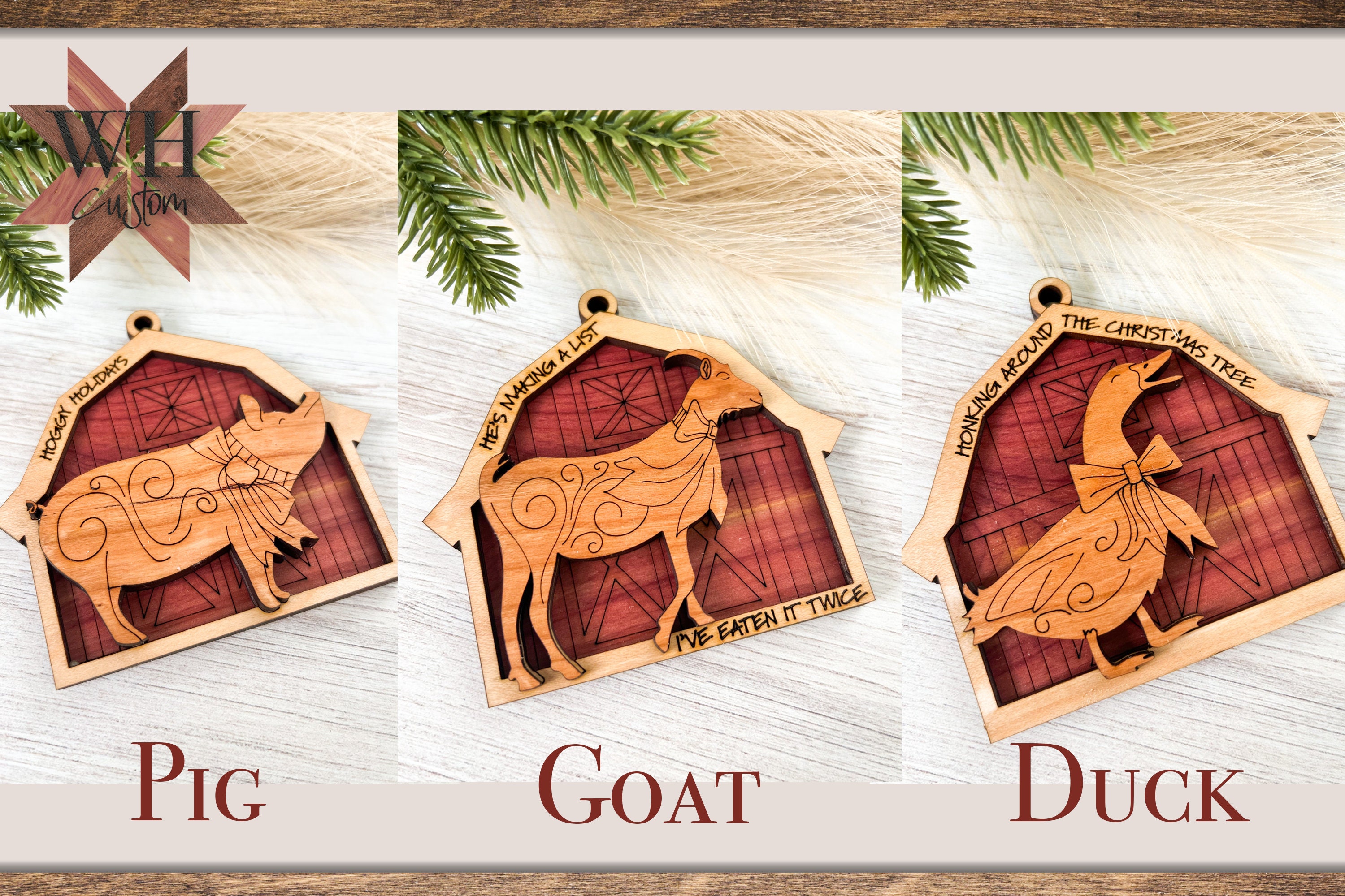 Barnyard Animal Laser Cut File Bundle Pig Goat Chicken - Etsy