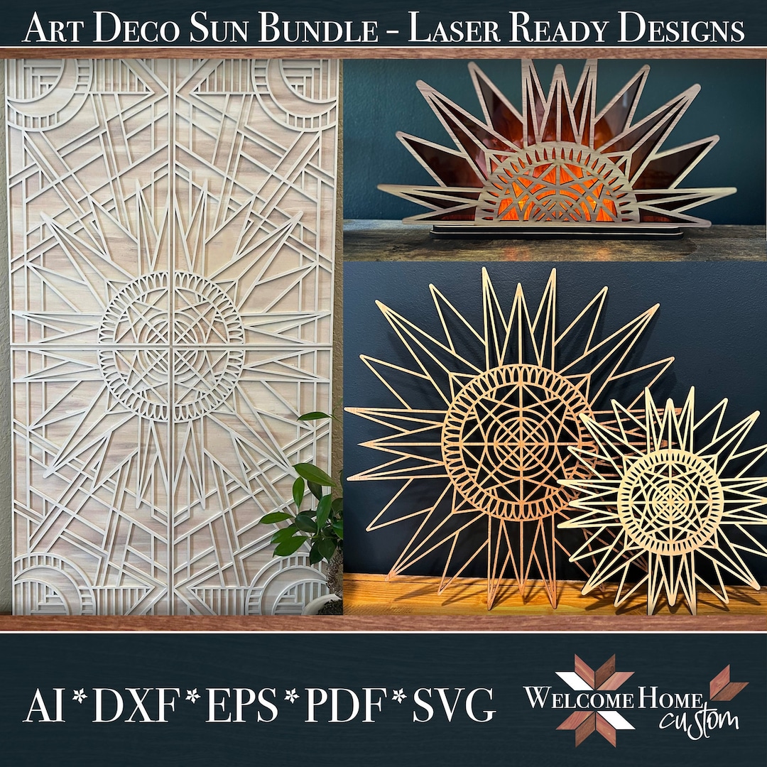 Art Deco Sun and Moon Bundle - SVG Laser Cut Digital Download Files ...