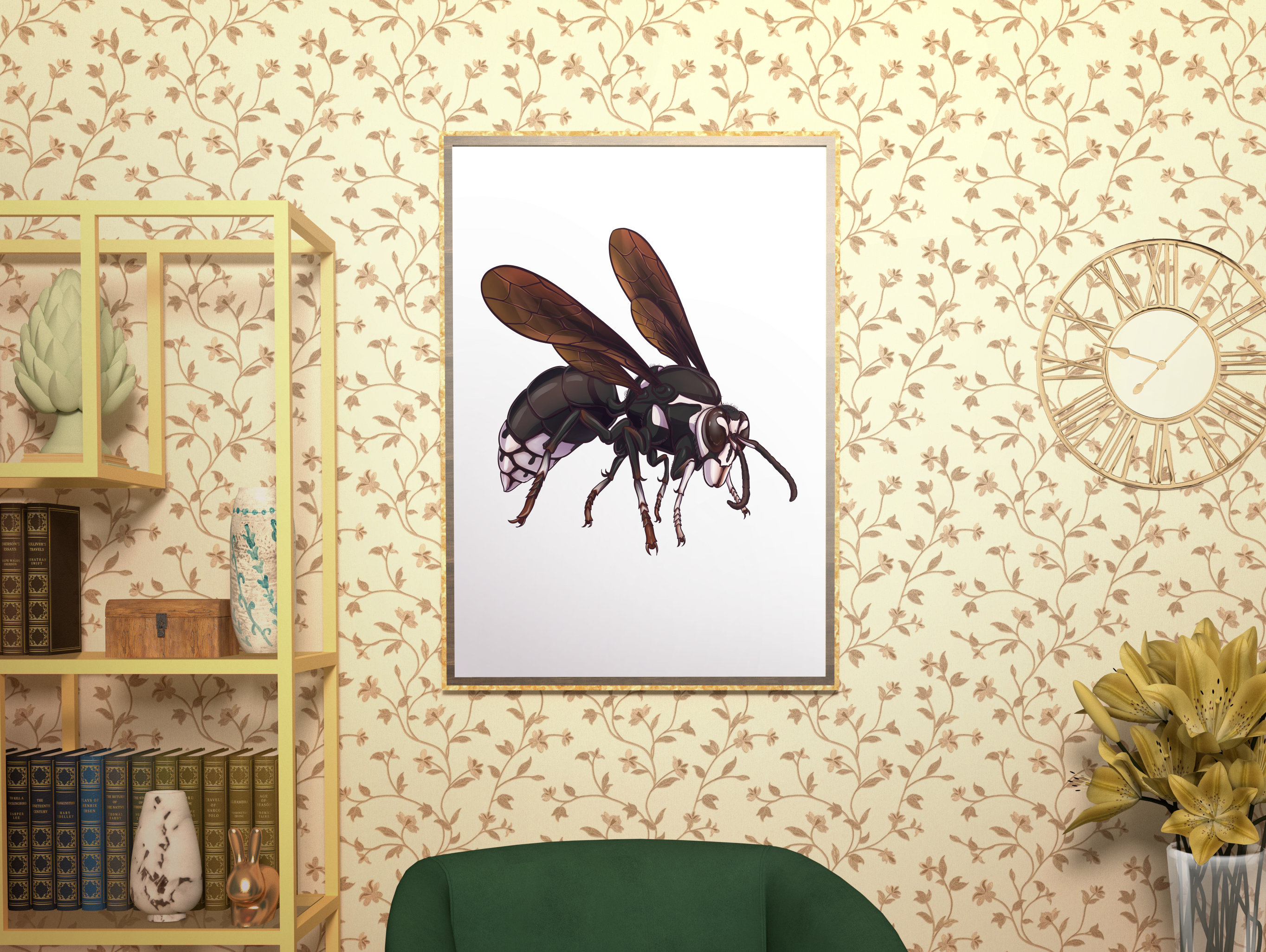 White jacket Wasp Poster Bald Faced Hornet Wall Art PRINTABLE JPG ...