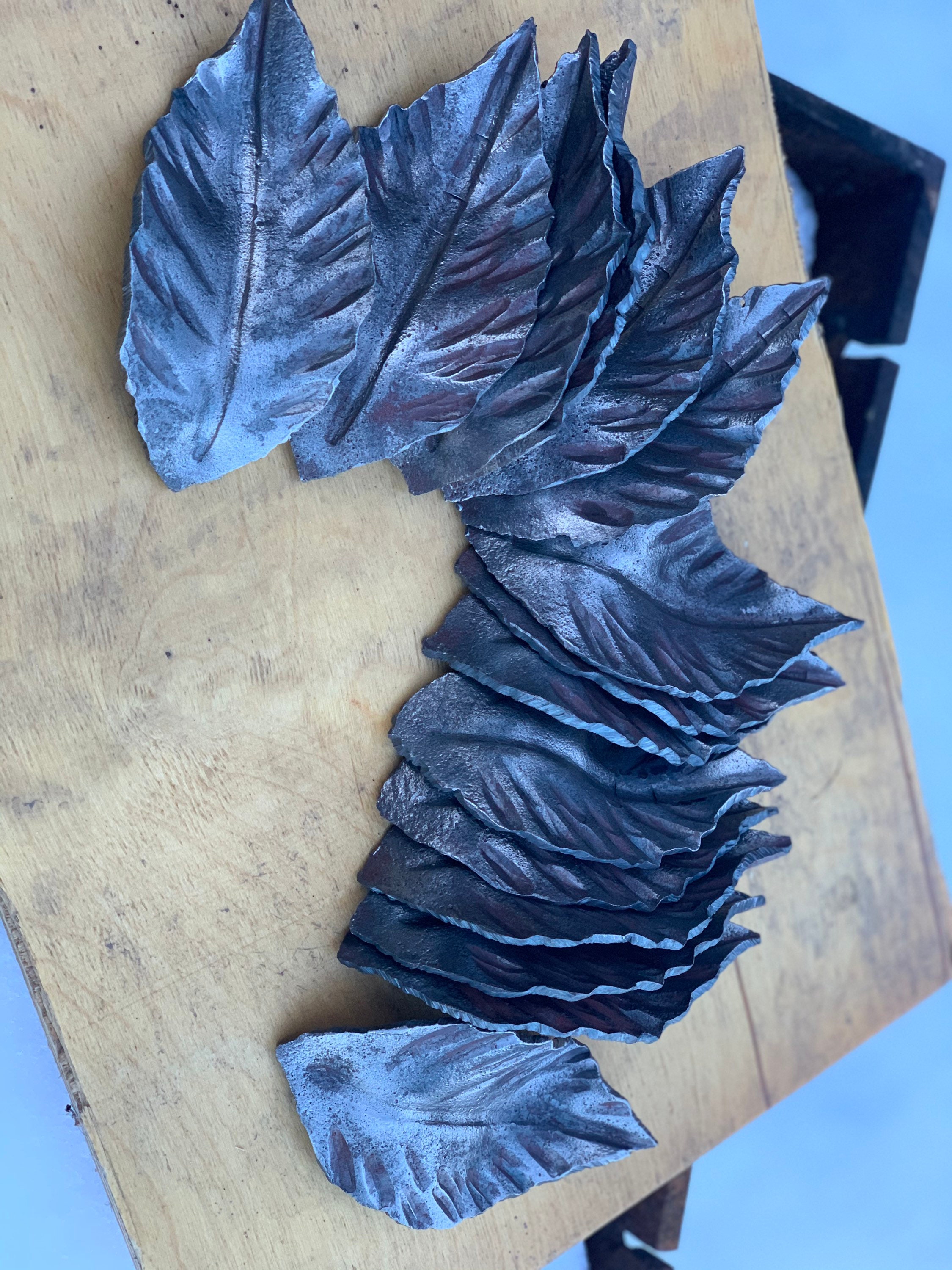 Set of 15. 6 Wrought iron leaves. Forged leaves Hand | Etsy