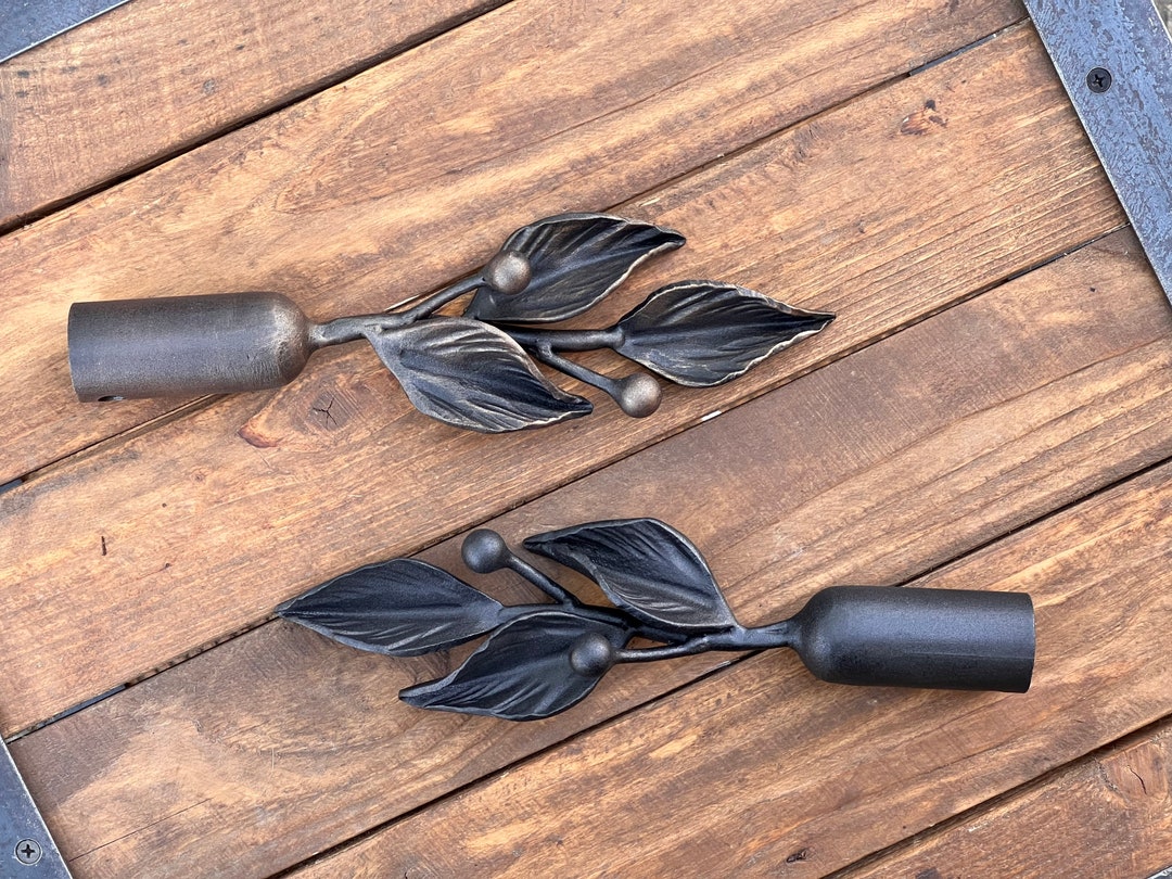 Set of 2 Wrought Iron Curtain Rod Finials. Curtain Pole Finials ...