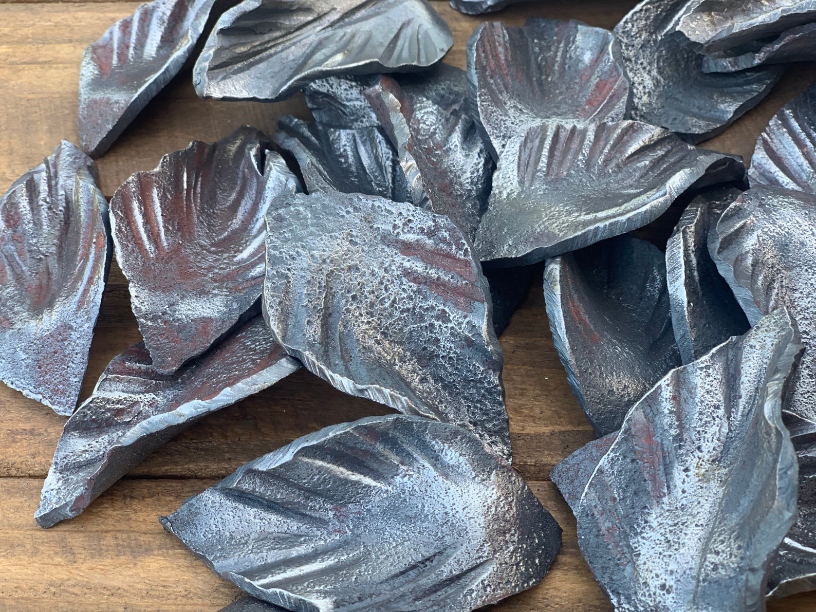 Set of 25 Hand Forged Leaves. Forged Elements. Blacksmith Elements ...
