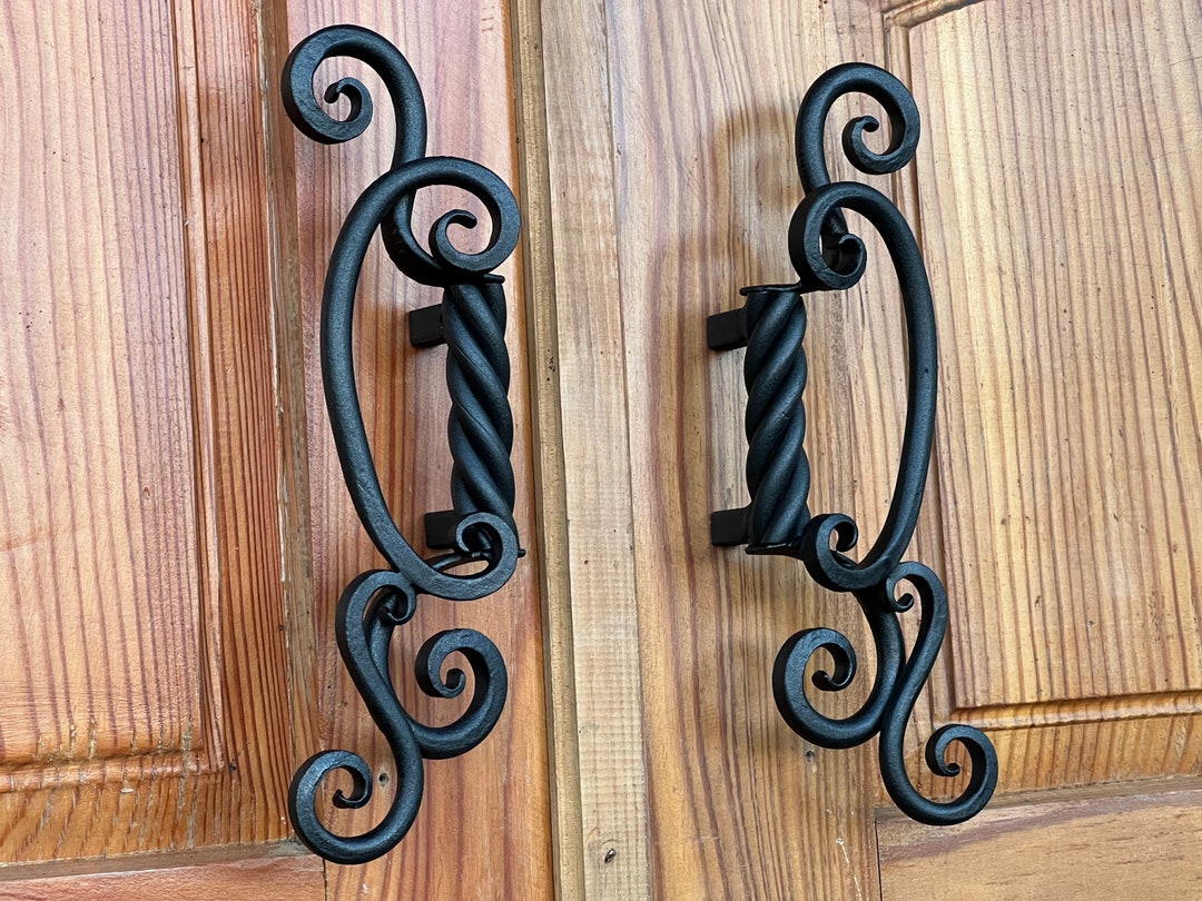 Set of Two Wrought Iron Door Handles. Antique Door Handle. Door ...