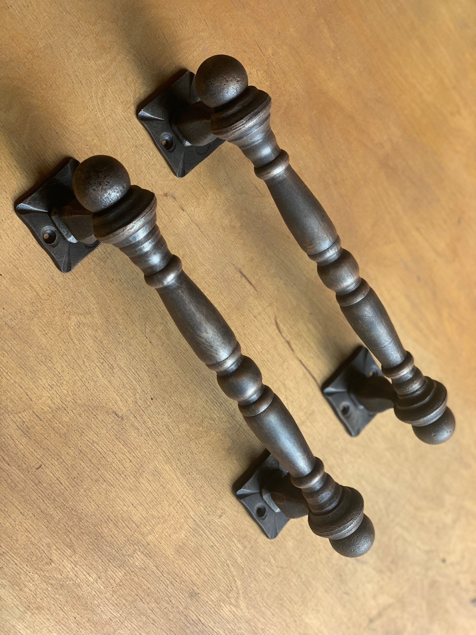 Set of Two Wrought Iron Door Pulls. Massive Iron Door Handle. | Etsy