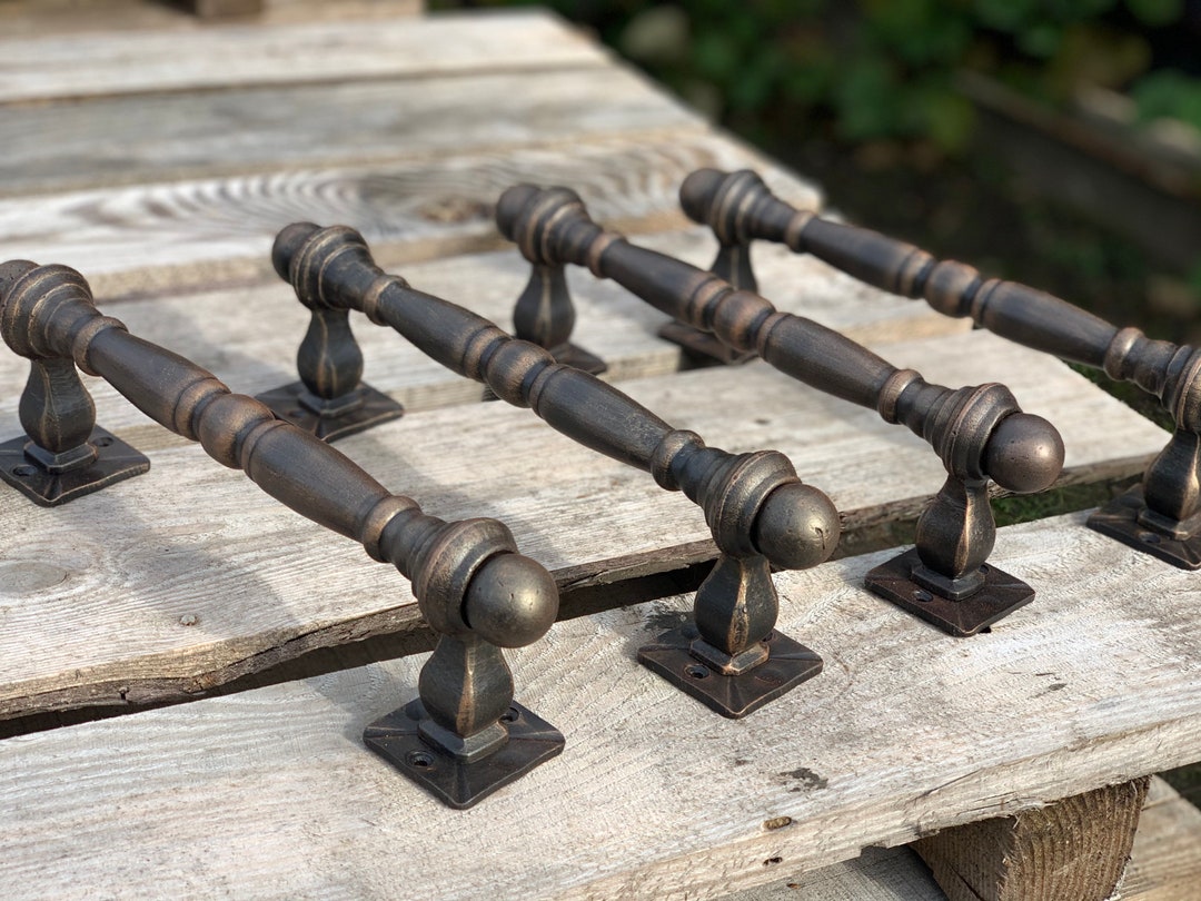 Set of Four Wrought Iron Door Pulls. Massive Iron Door Handle. Barn ...