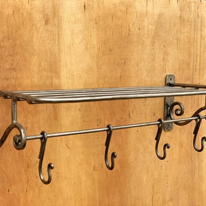 Wrought Iron Towel Rack With Shelf. Towel Holder. Towel Rack. Rustic ...