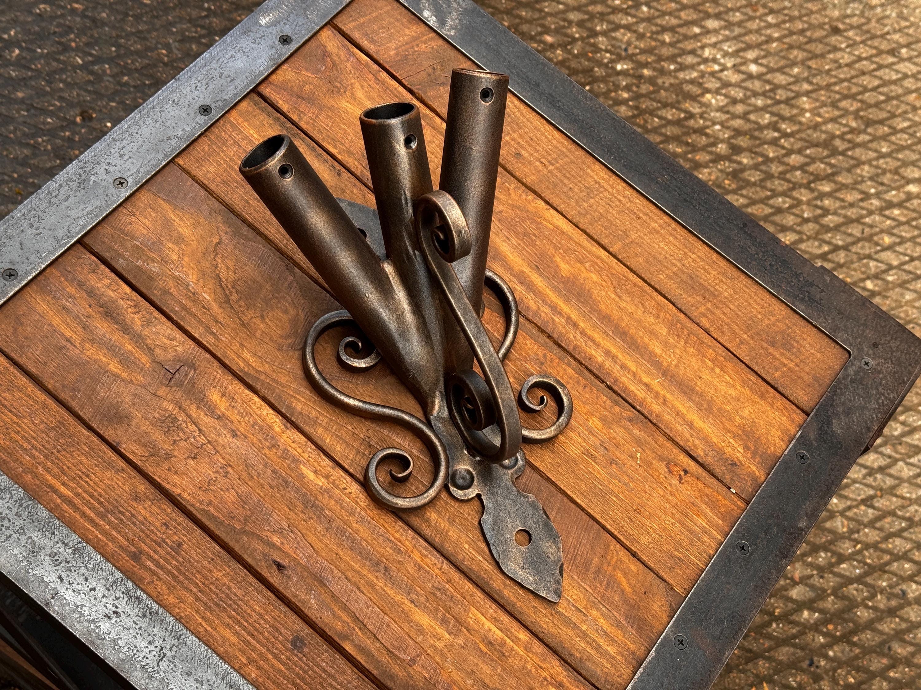 New Model. Triple Wrought Iron Flag Holder. Flag Pole Holder. Wall Flag ...