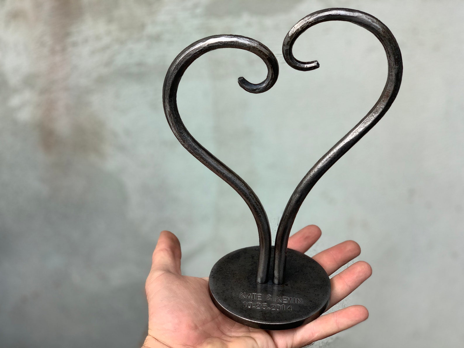 Engraved Metal Heart. Anniversary Gift. Iron Anniversary Gift. - Etsy