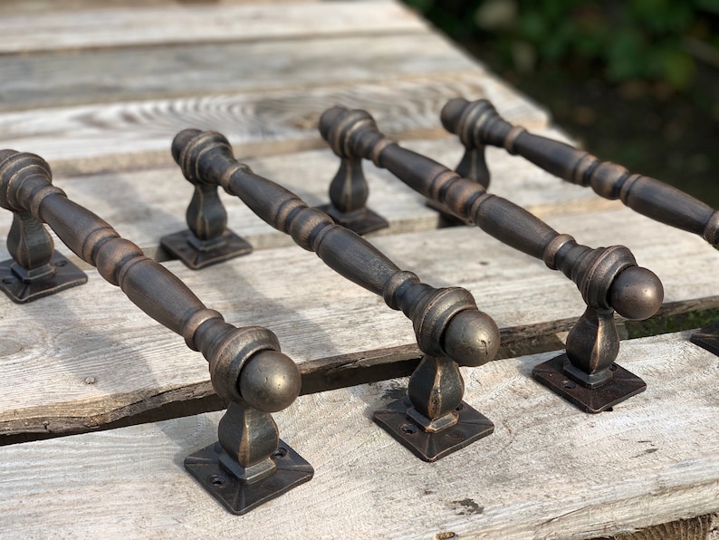 Set of Four Wrought Iron Door Pulls. Massive Iron Door Handle. - Etsy